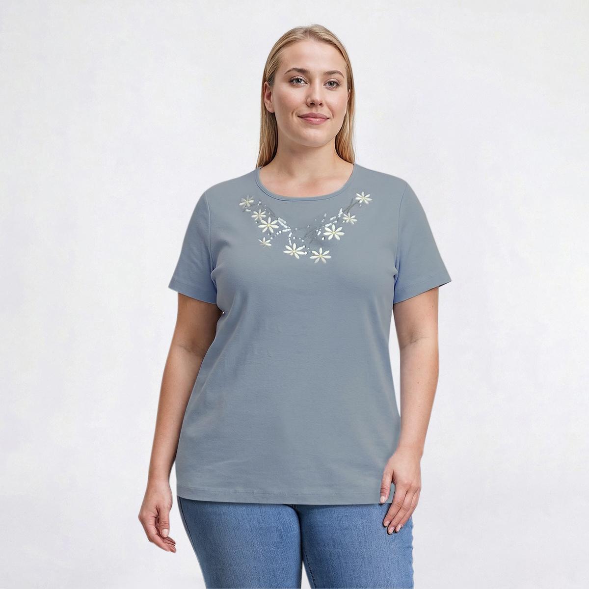 Click here for Plus Size Bonnie Evans Floral Daisy Chain Short Sl... prices